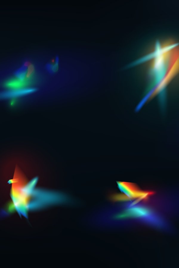 Crystal rainbow lights effect, flare reflection from prism o