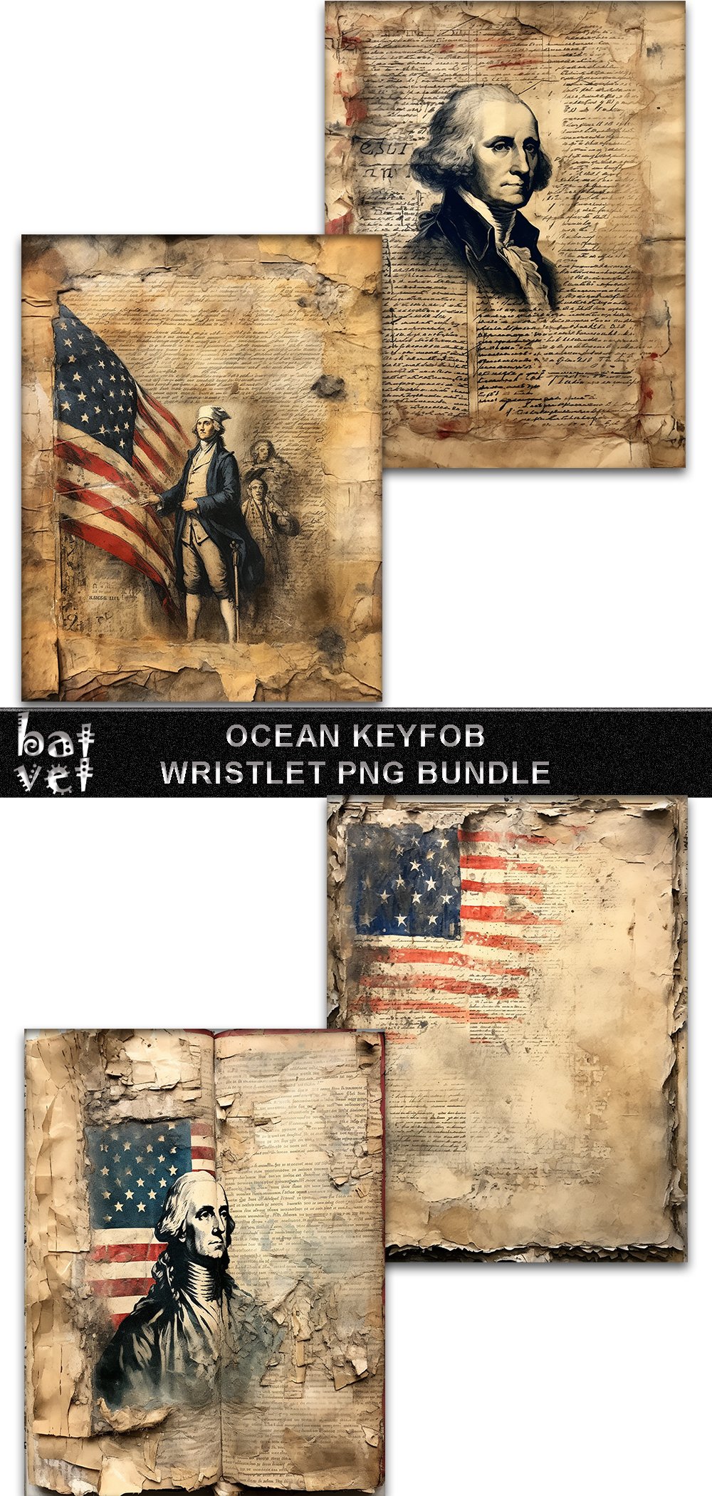 Independence Day Junk Journal Jefferson Collage Shabby Paper