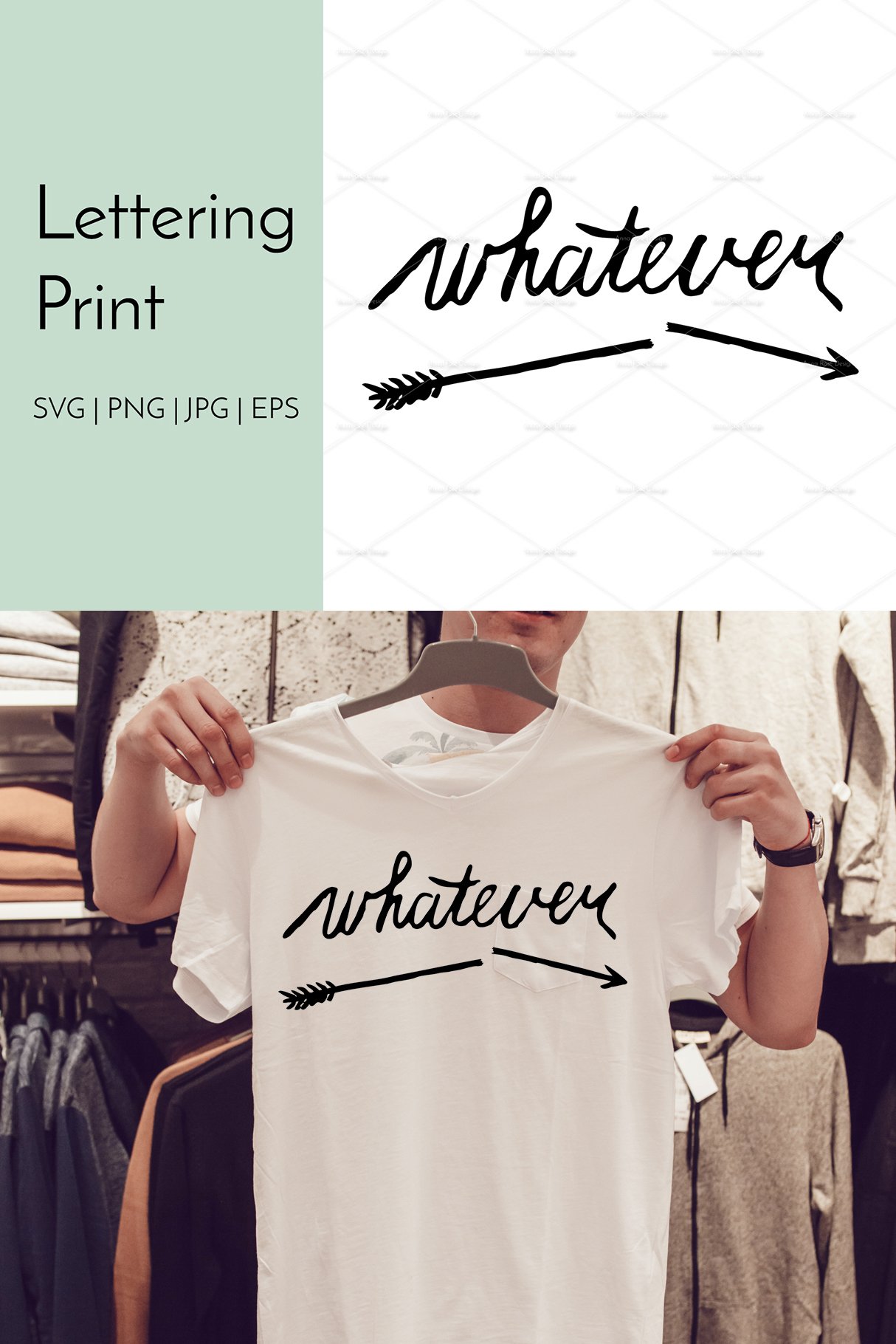 Whatever Hand Lettering Print SVG. Sarcasm phrase clipart