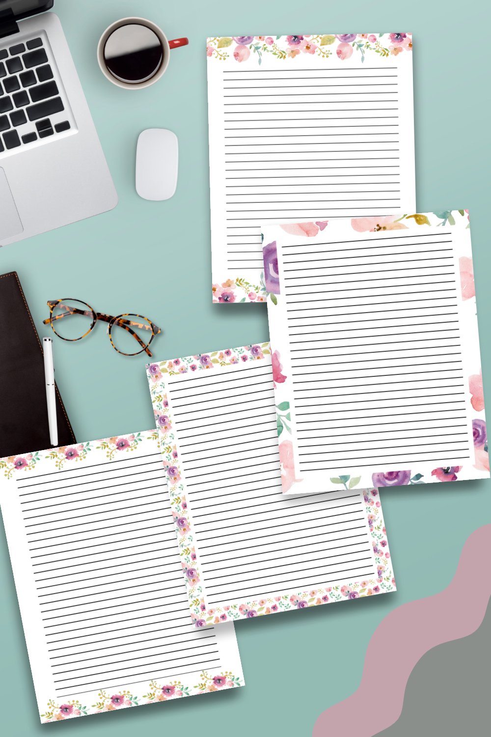 Watercolor Blooms Spring Floral Printable Stationary