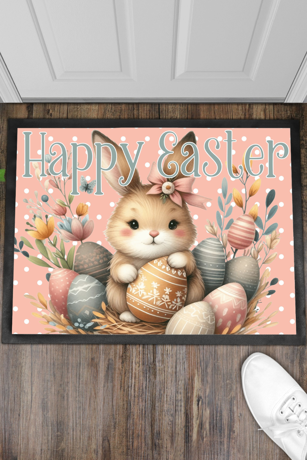 Happy Easter Bunny Doormat, Drying Mat Template, Sublimation