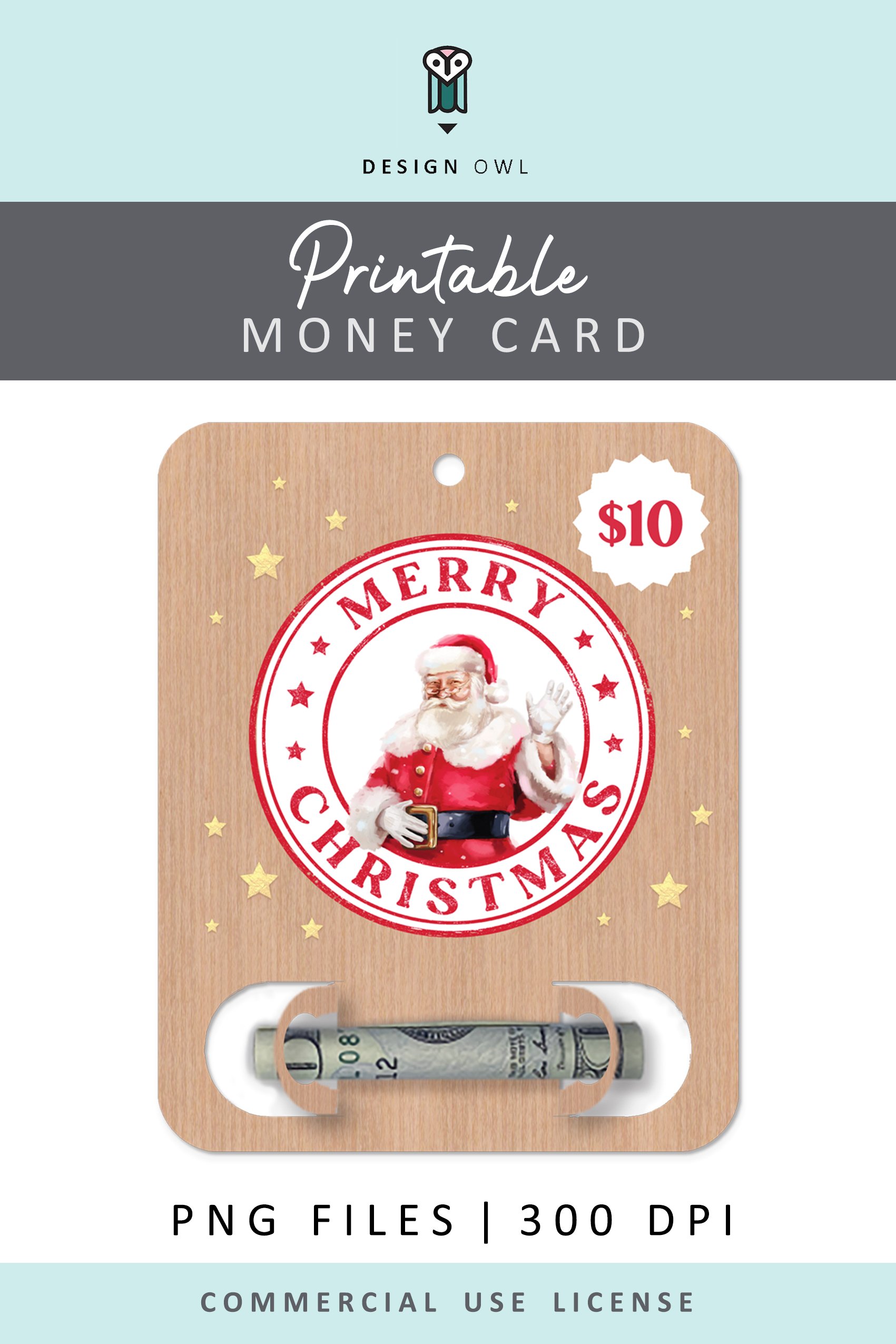 Christmas Money Card - Santa Design Printable