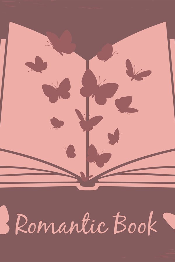 Romantic book vintage poster vector design with book silhoue