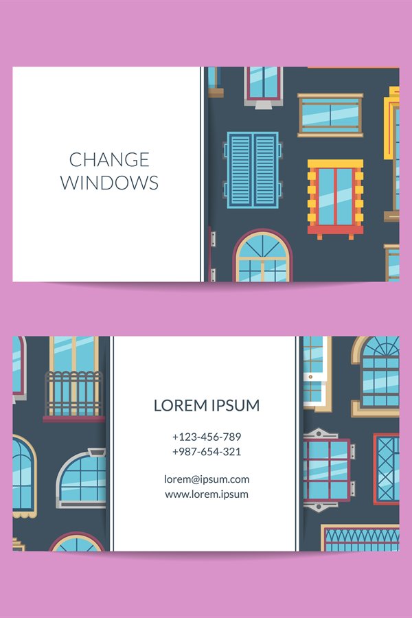 Vector flat icons business card for windows company illustra