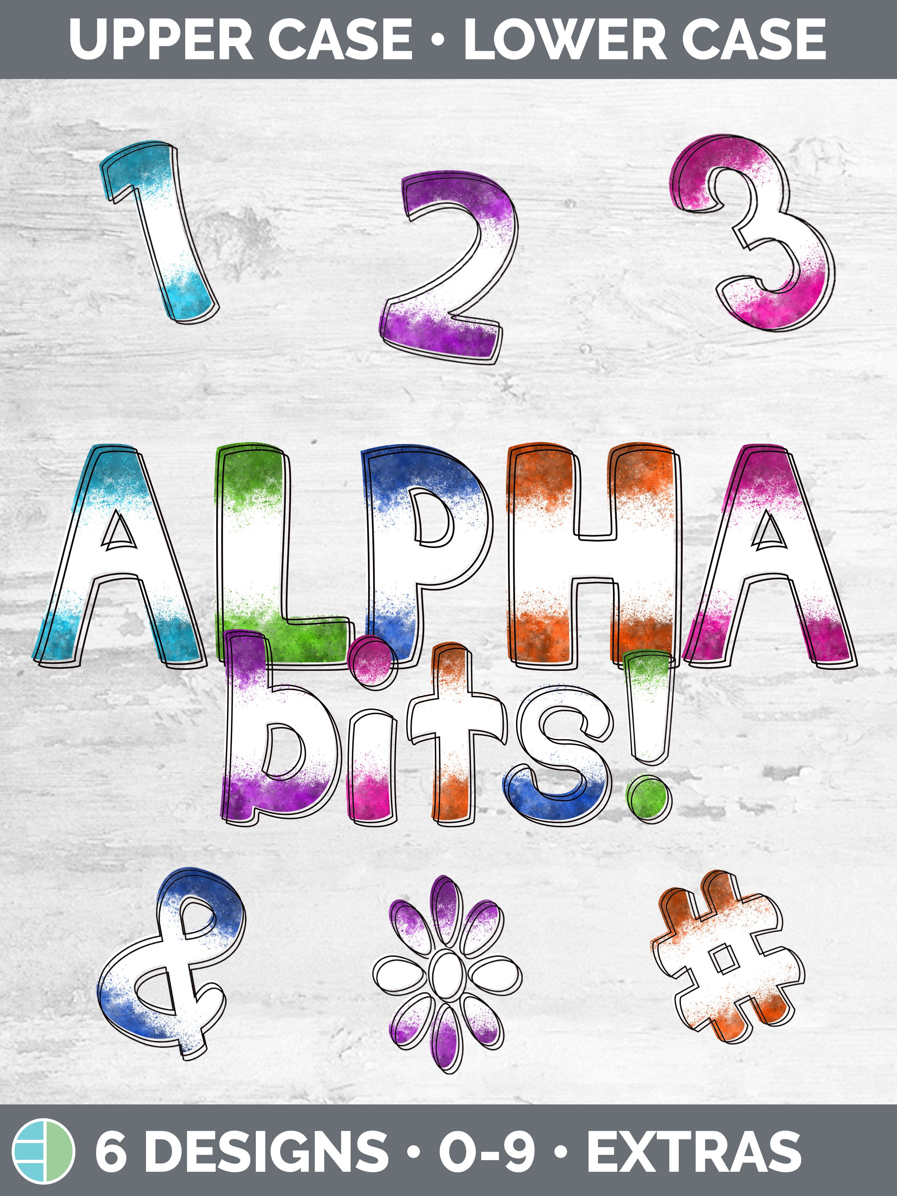 Bright Colors Alpha Doodle | Sublimation Alphabet Set PNG