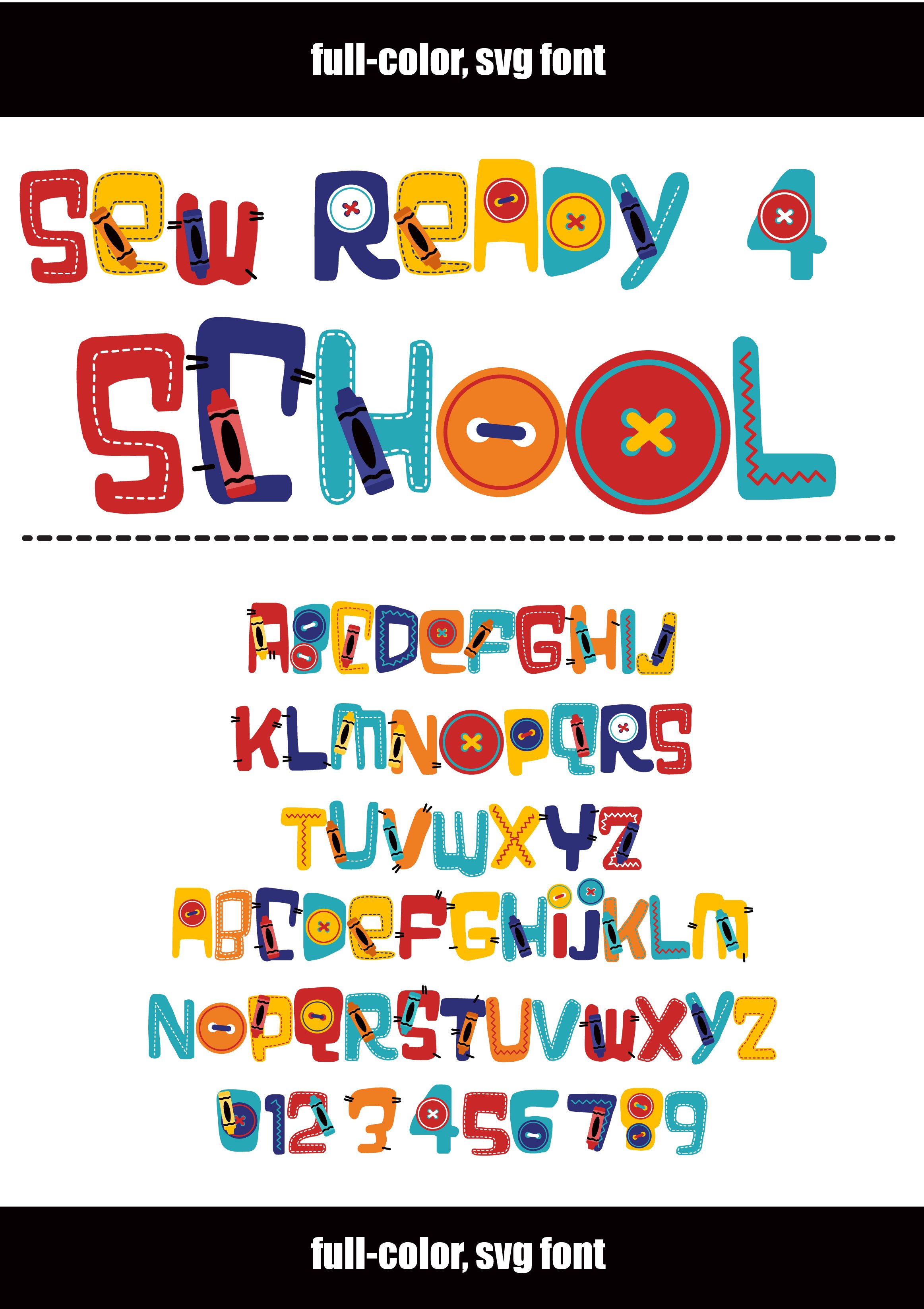 School Themed Full Color SVG Font