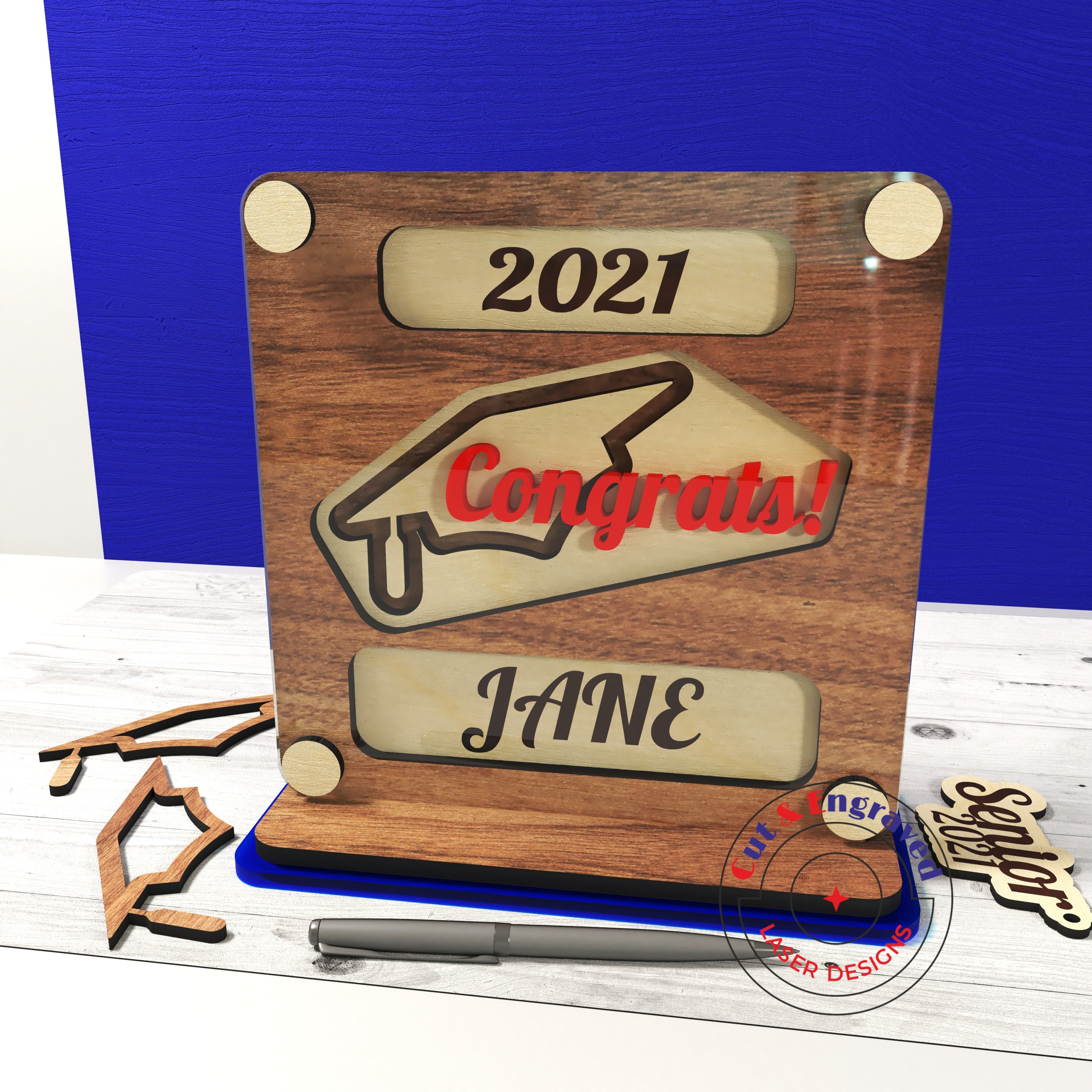 Class of 2021 graduation award. Glowforge ready (1279530)