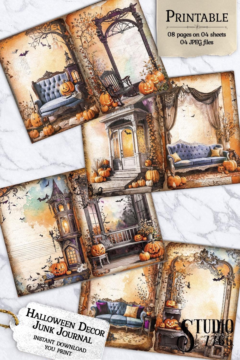 Halloween Decor Junk Journal Pages