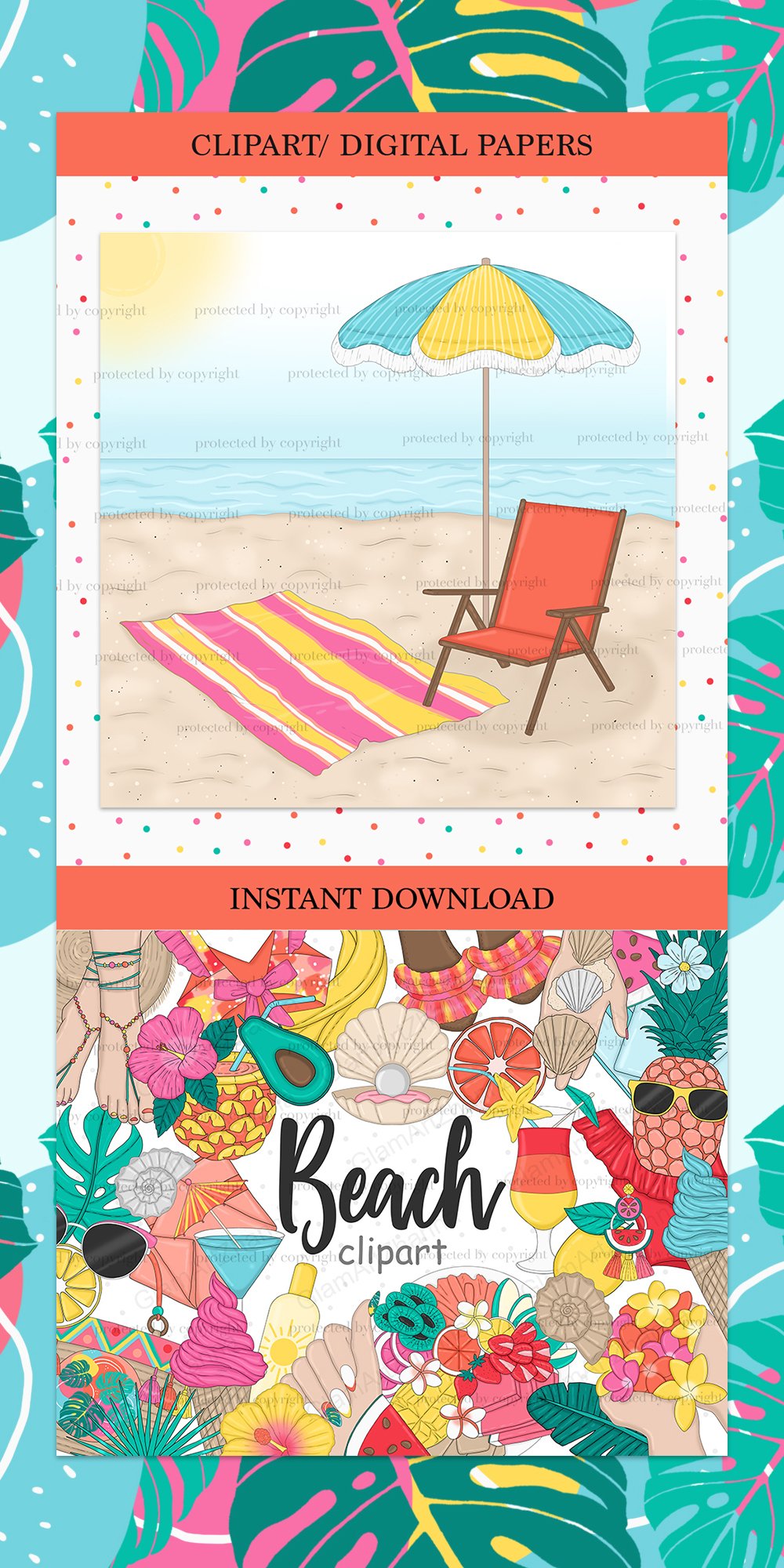 Beach Landscape | Sandy Seashore Illustration
