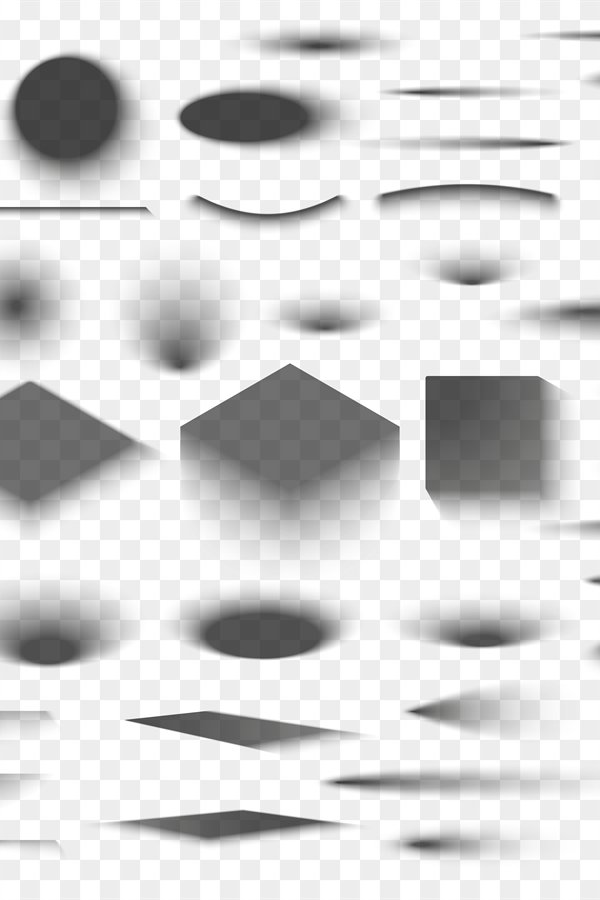 Round and square isolated floor transparent shadows. Dark ov