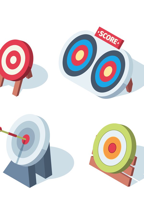 Arrow target. Archery goals game performance dartboards gari
