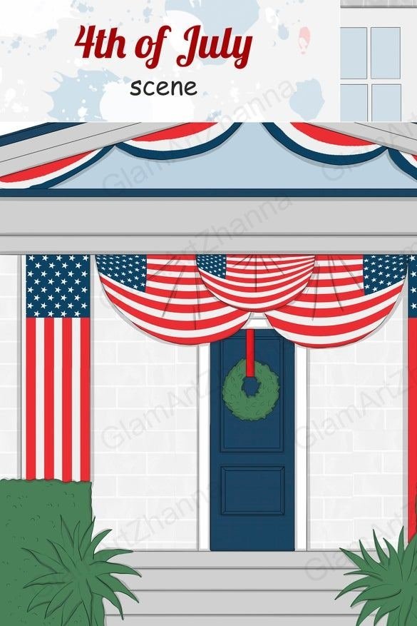 4th of July SCENE Fourth of July Patriotic Clipart PNG Files