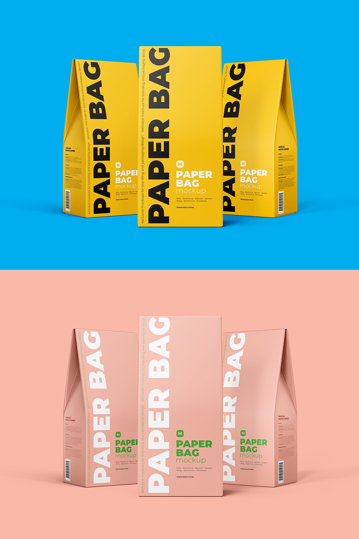 Three Paper Bag Mockup in one scene