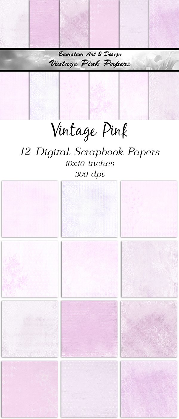 Vintage Pink Scrapbook Paper
