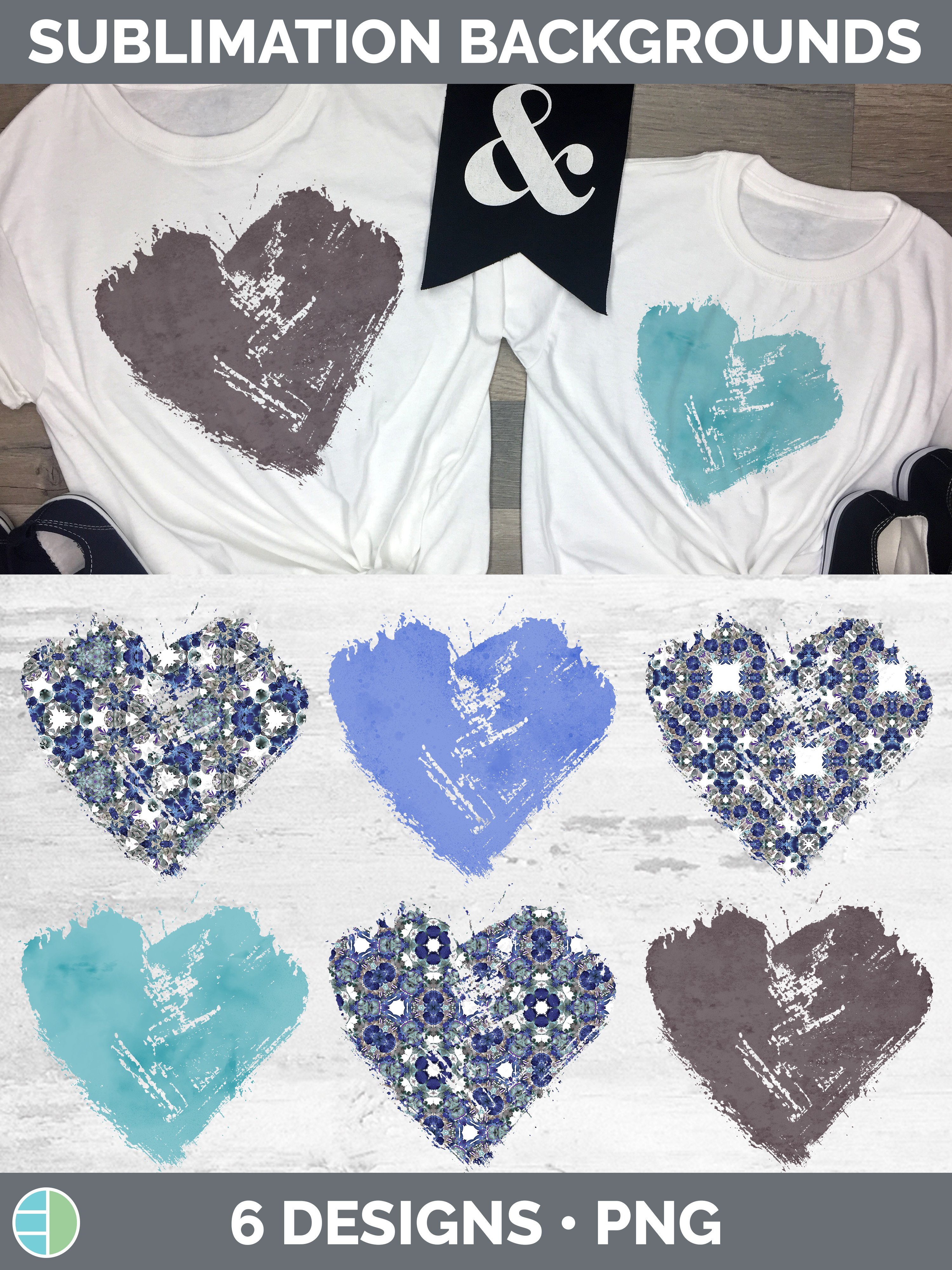 Ornate Heart Distressed Clipart | Sublimation Designs