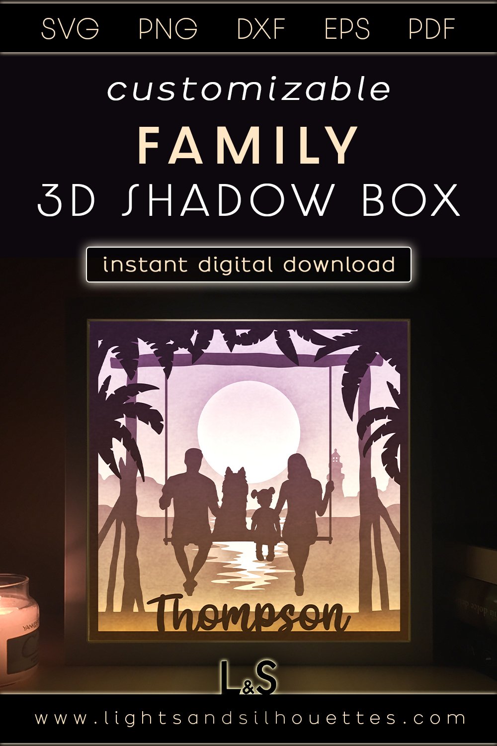 Personalized Family Shadow Box Svg | Layered Beach