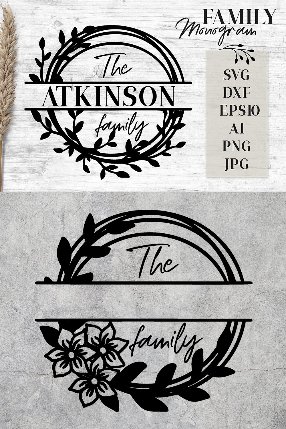 Family Name Monogram Round Sign SVG | Split (1800987)