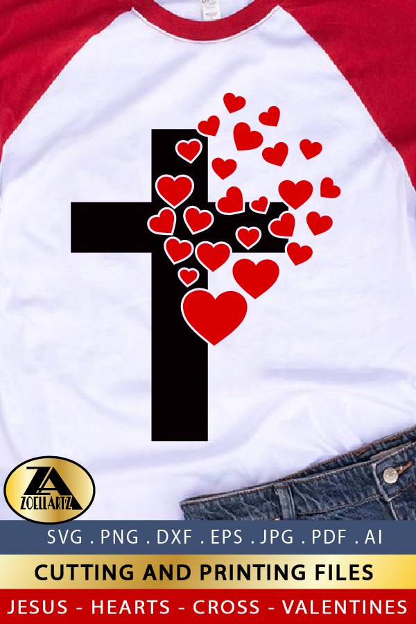 Valentines Heart Cross SVG Jesus SVG Faith SVG Christian SVG