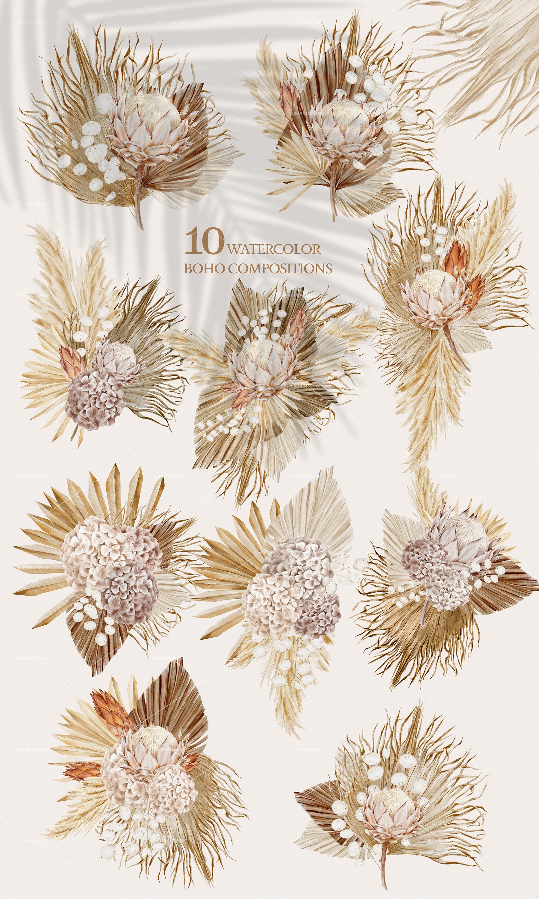 Boho Watercolor Clipart - Bohemian clipart - boho wedding