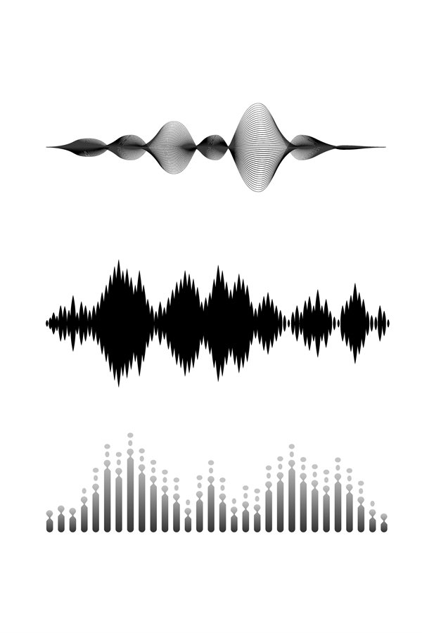Black sound waves. Abstract music wave, radio signal