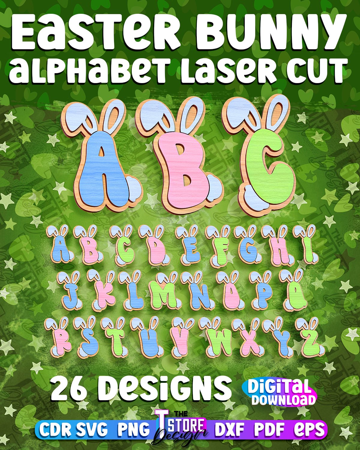 Easter Bunny Alphabet Laser Cut | Alphabet Easter (3366156)