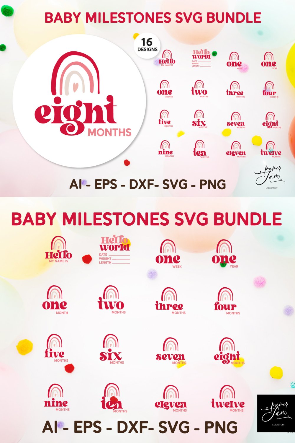 Baby milestones SVG bundle