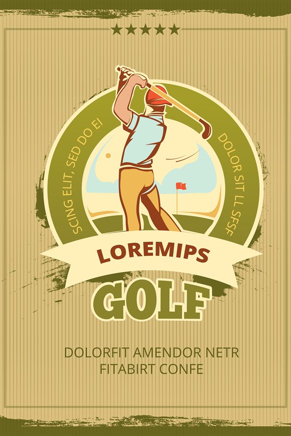 Vintage golf tournament vector poster