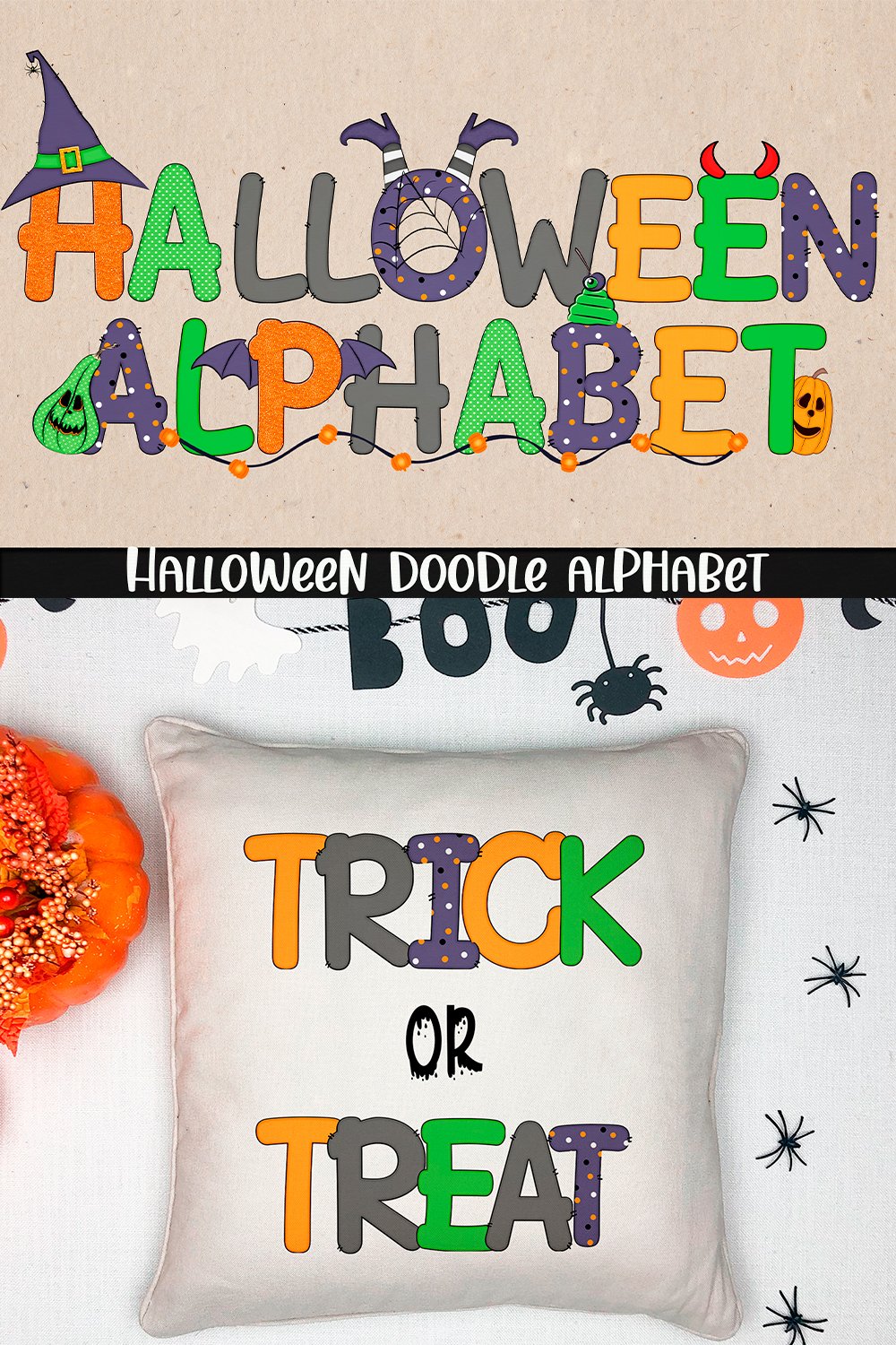 ABC Halloween Alphabet PNG.