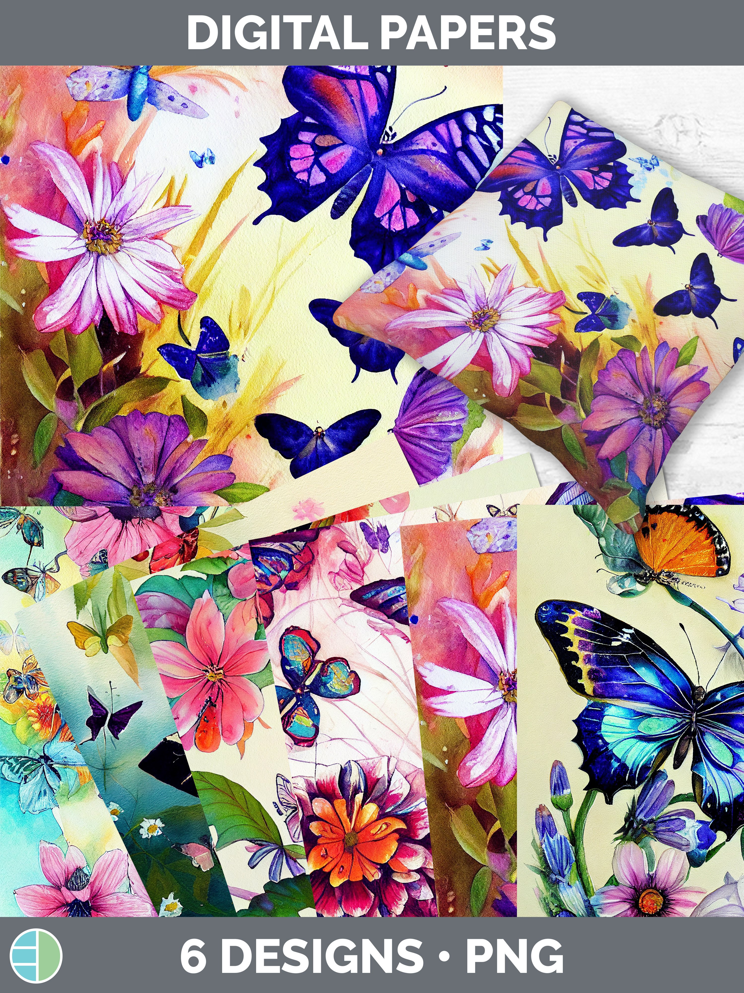 Butterflies Backgrounds | Digital Scrapbook Papers