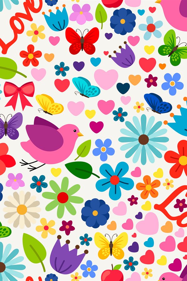 Cute spring love seamless pattern