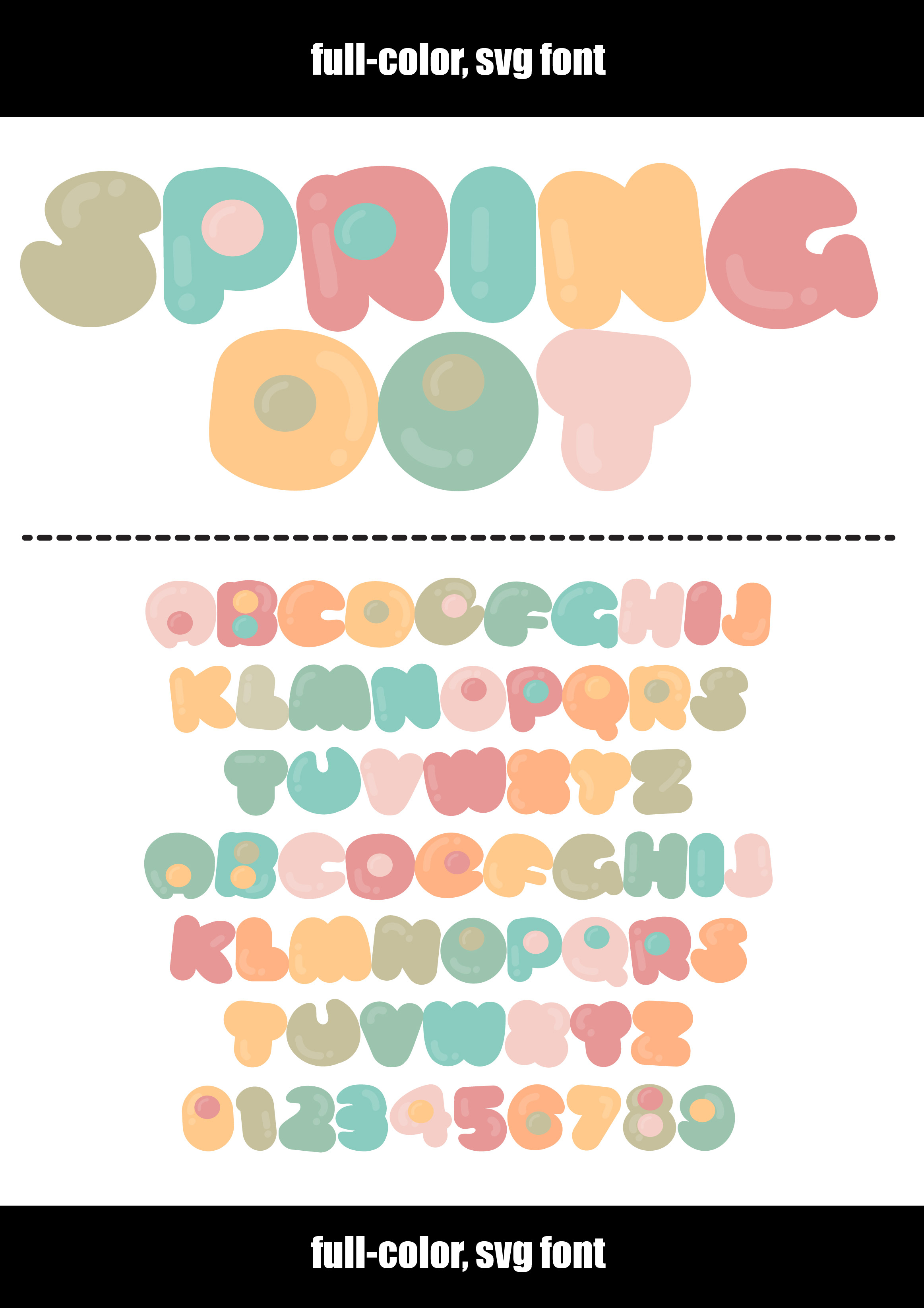 Full pastel-colored font for Canva and Cricut.
