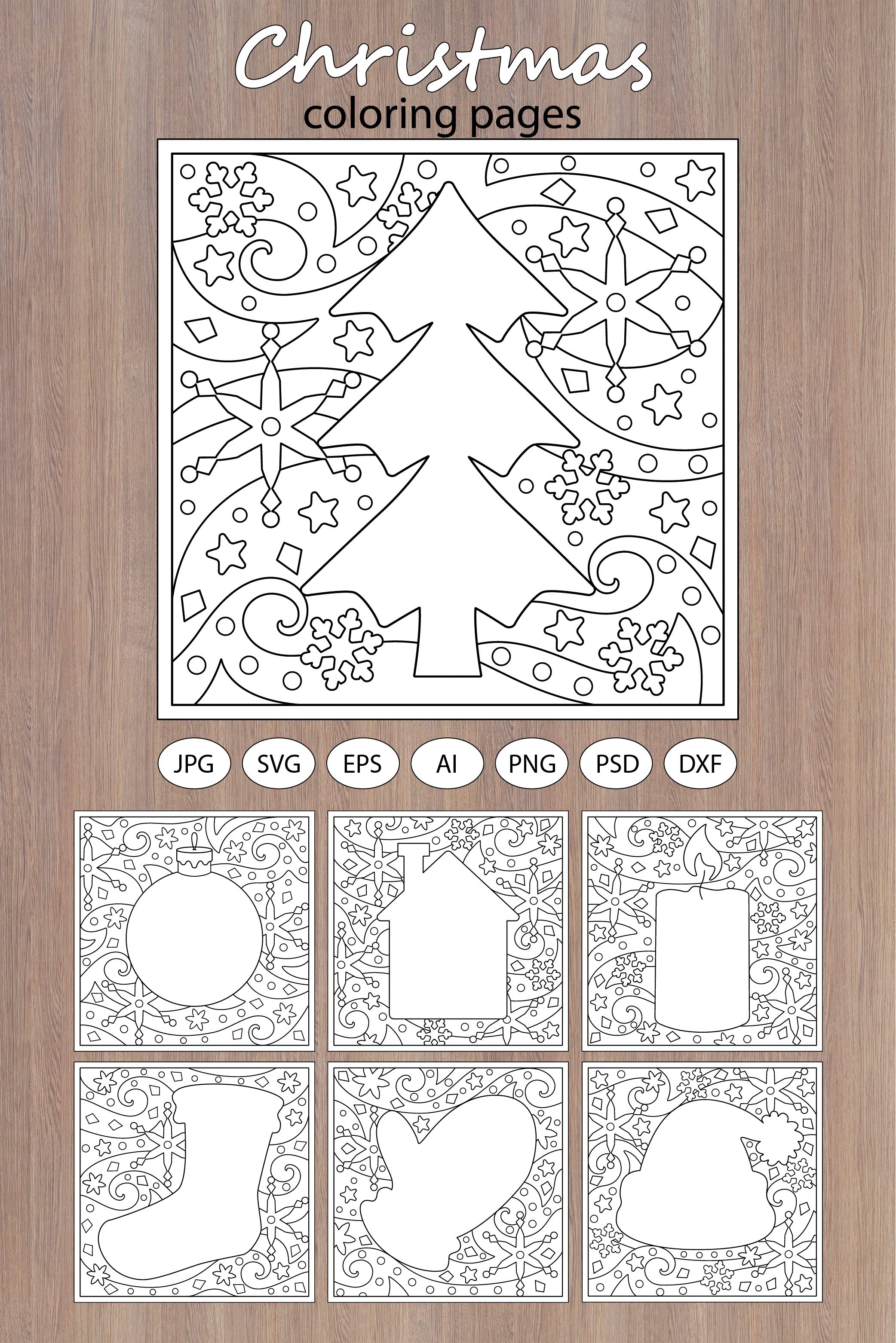 Christmas Coloring Pages - 7 printable items