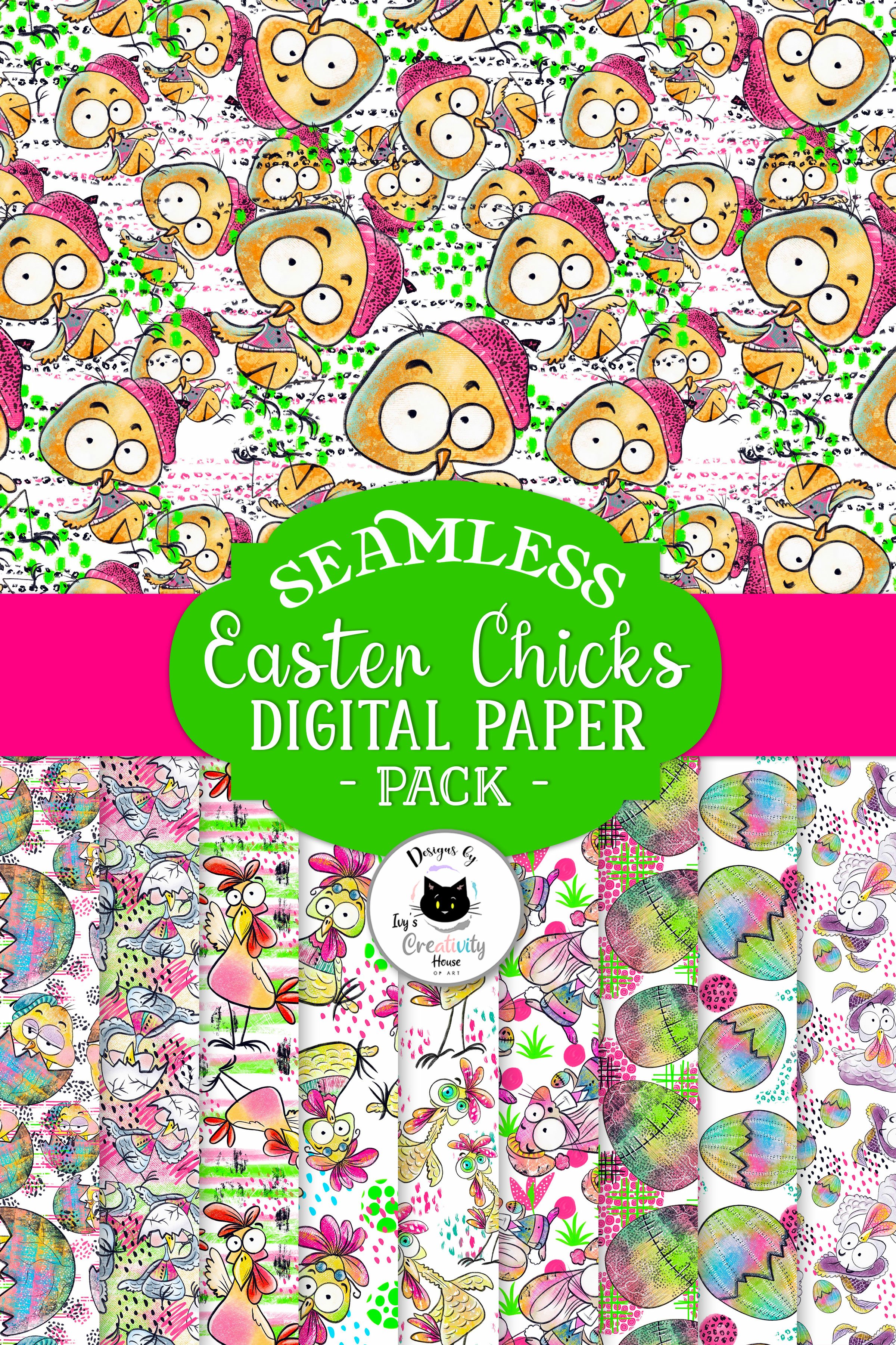 Funny Easter Seamless Digital Paper Pack | Easter Paper Set