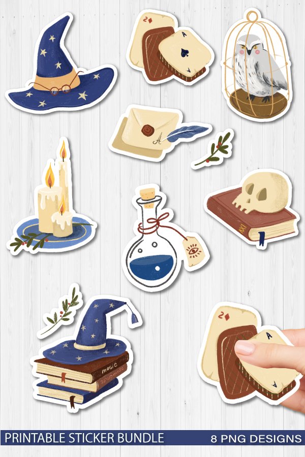 Wizard bundle png / Mystical printable Stickers for Cricut