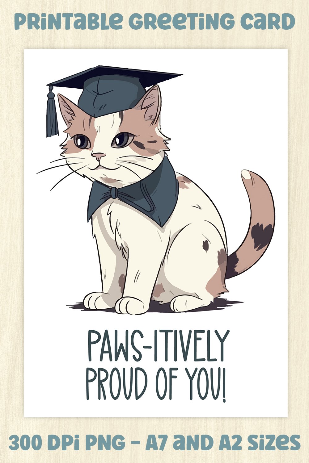 Printable graduation card, Paws-itively proud of you! PNG