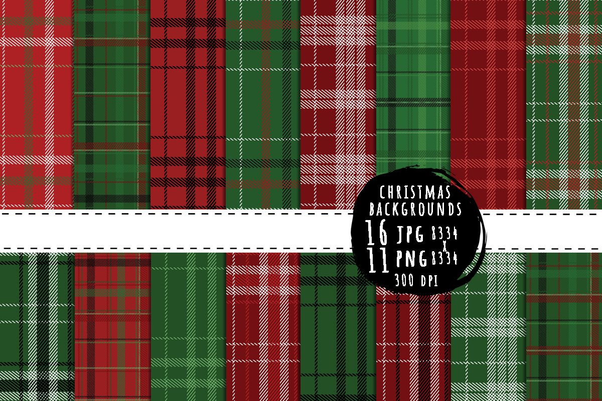 Classic Christmas backgrounds. Buffalo Plaid Textures