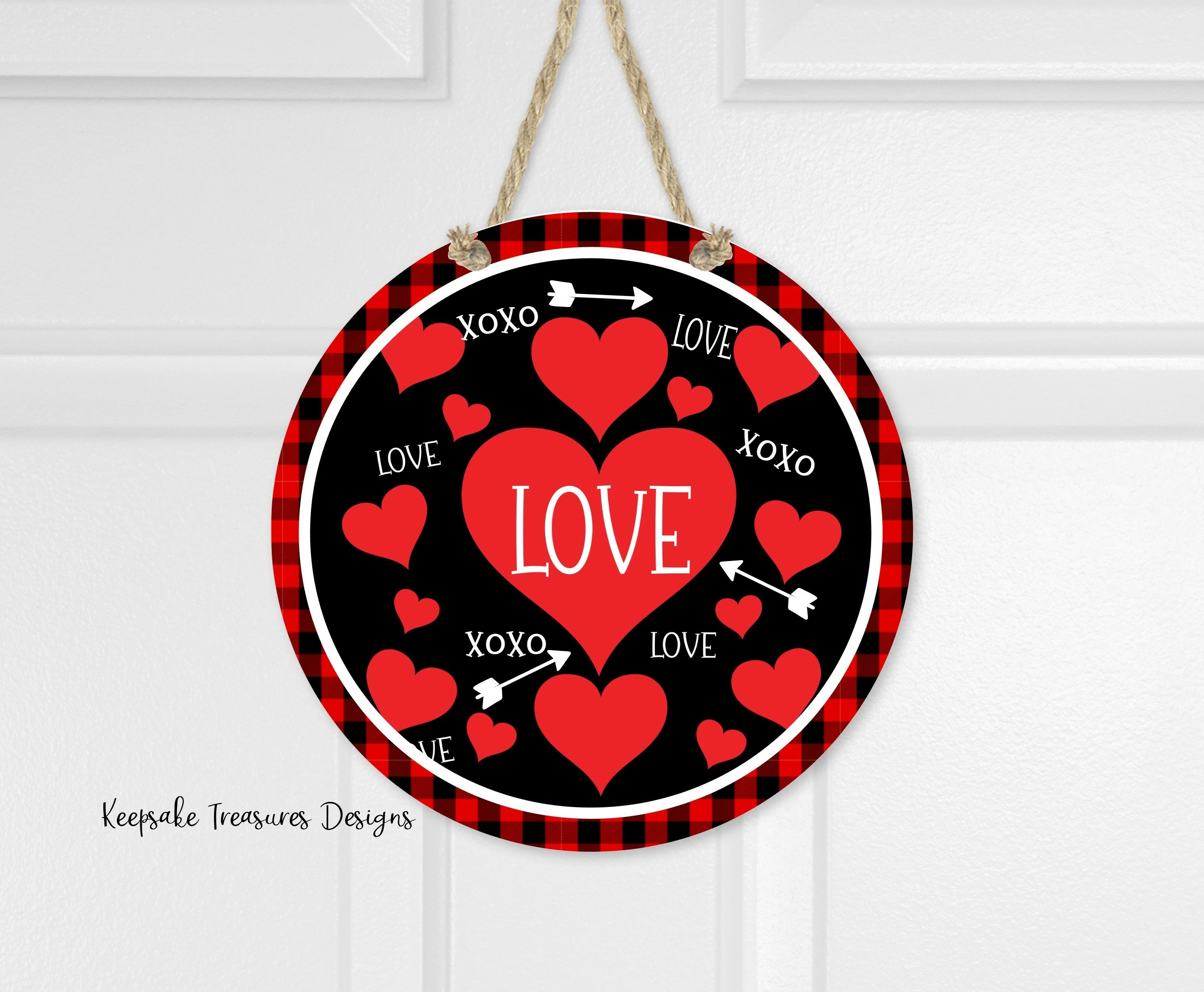Love, Door Hanger Template, Valentine, Heart Illustration
