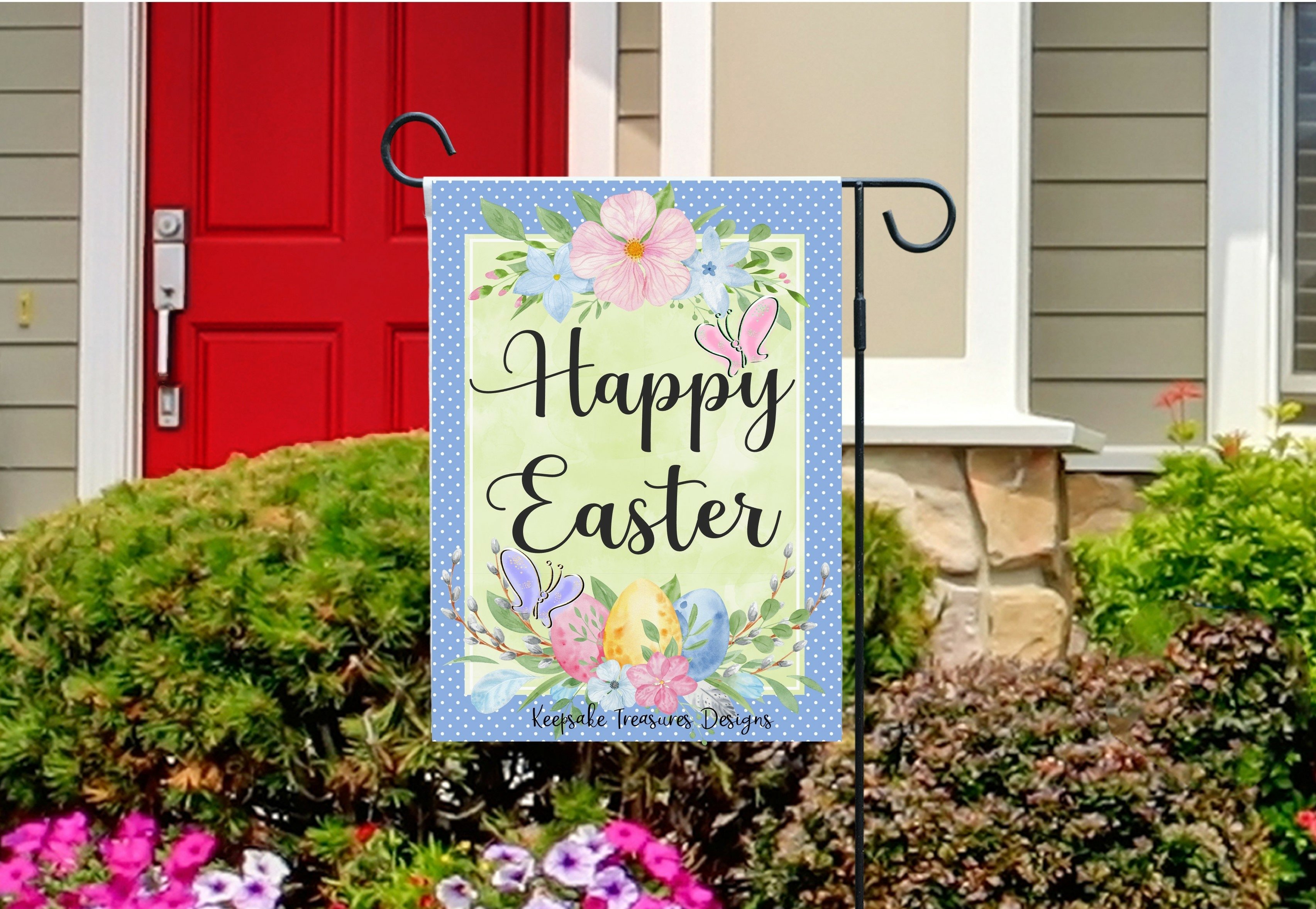 Happy Easter, Door Hanger Template, Easter Illustration, PNG