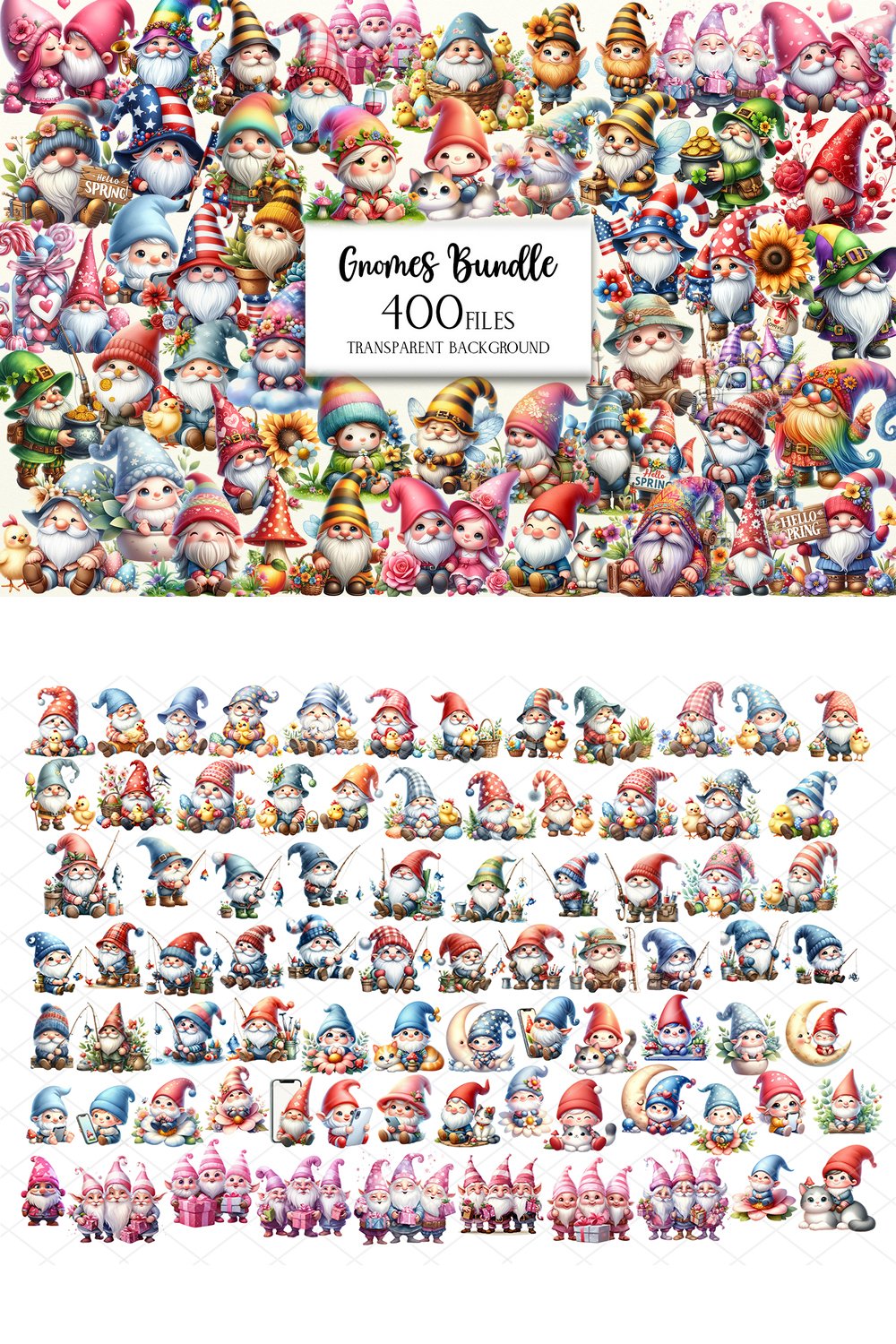 Gnomes Clipart Bundle, 400 PNG Gnome Images