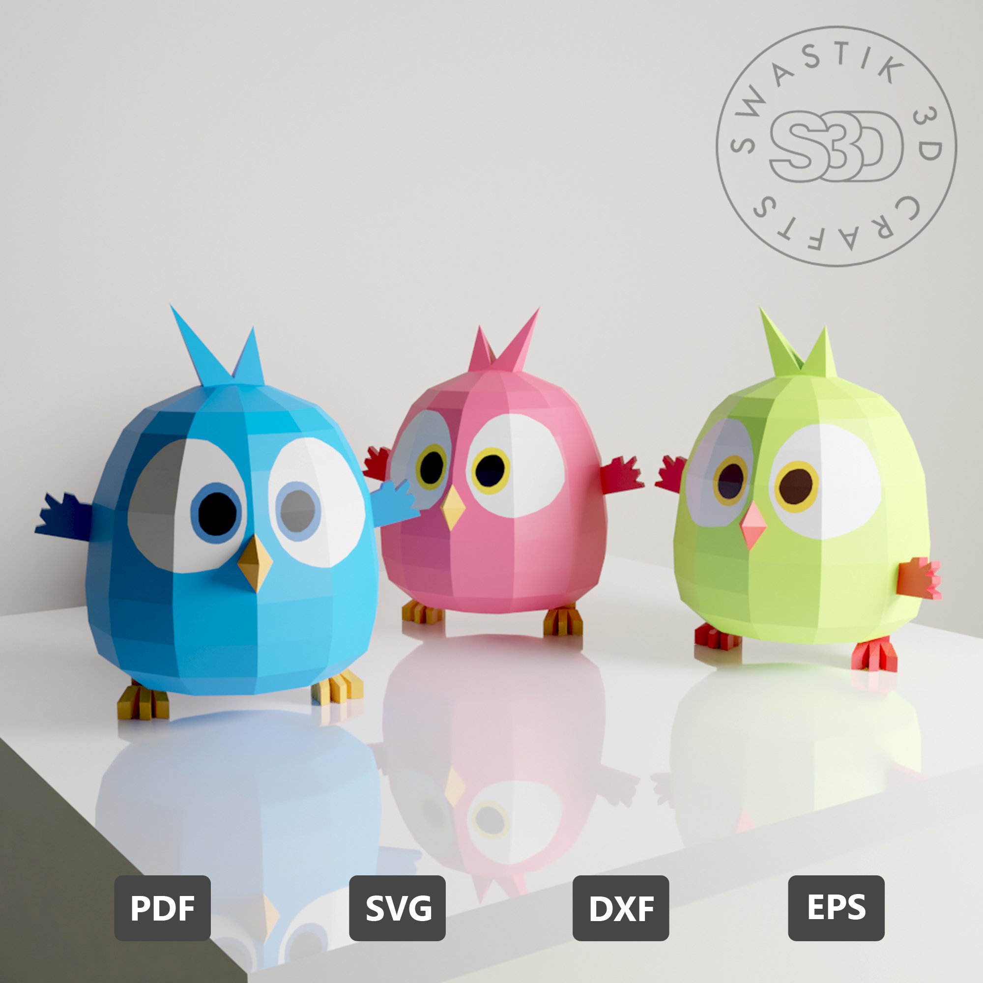 PDF Template of Baby Bird On Moon / Hatchling / Papercraft