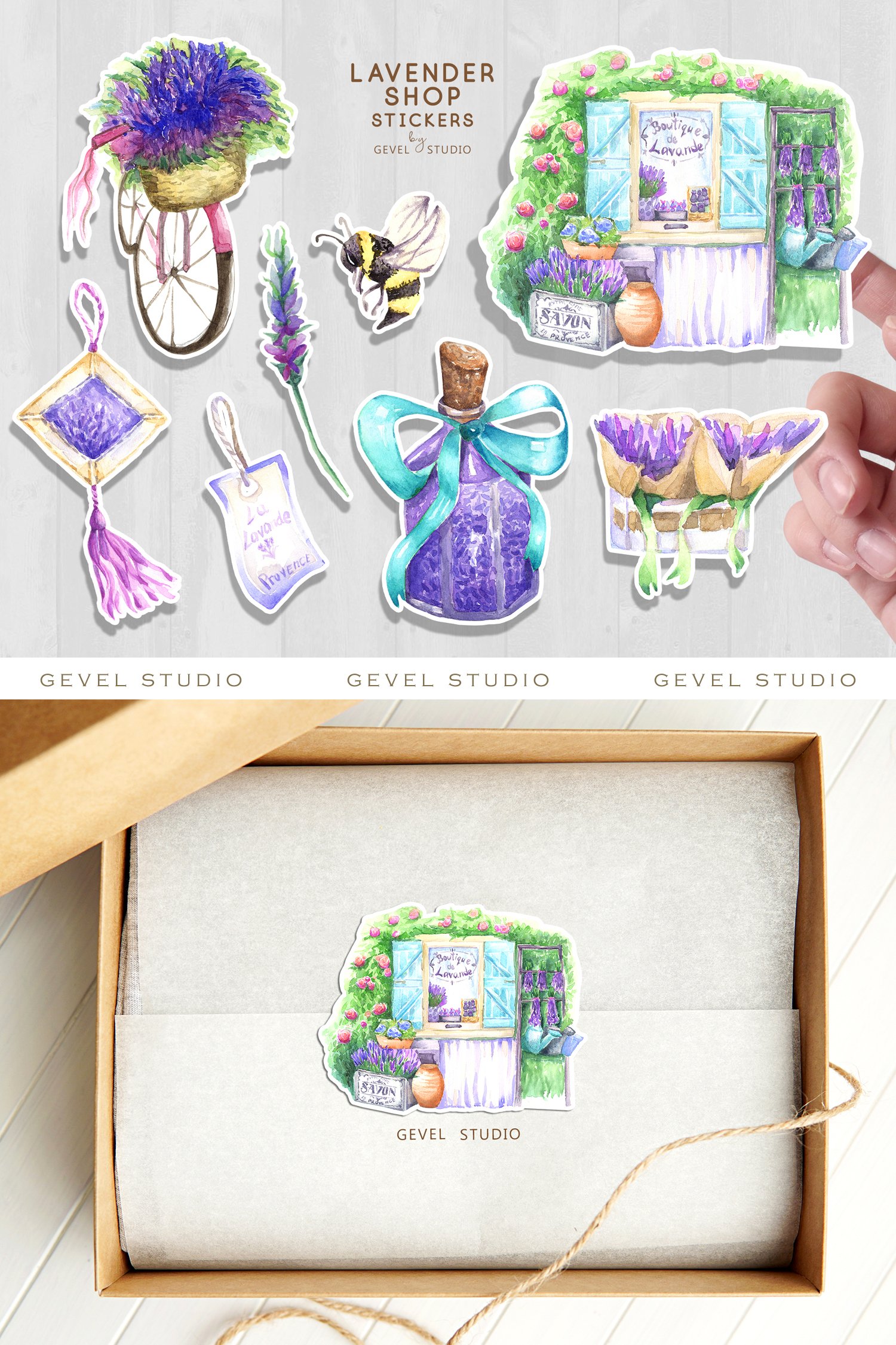Watercolor Provence sticker bundle |Print and cut stickers