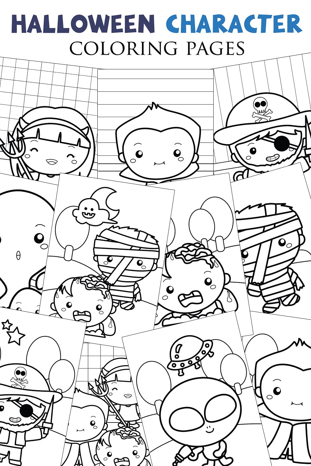 Kids Halloween Character Costume Party Cartoon Coloring Set