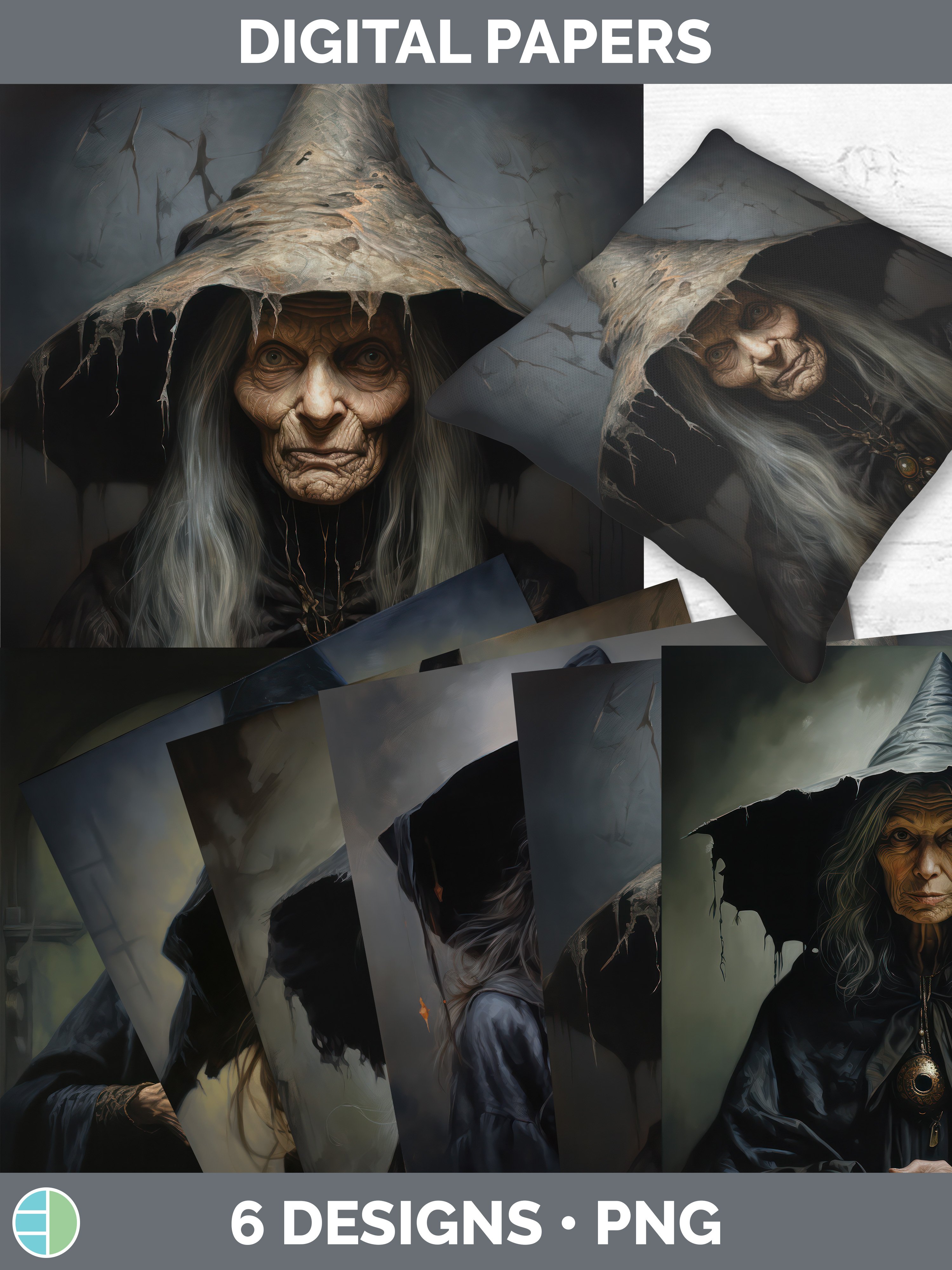 Halloween Witch Paper Backgrounds | Digital Scrapbook Papers