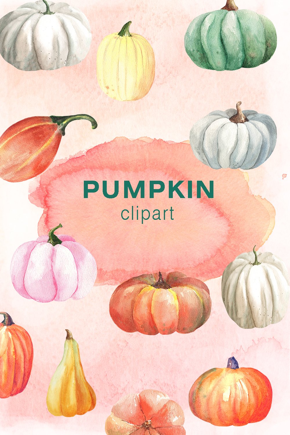 Watercolor Fall Pumpkin Clipart, Thanksgiving PNG