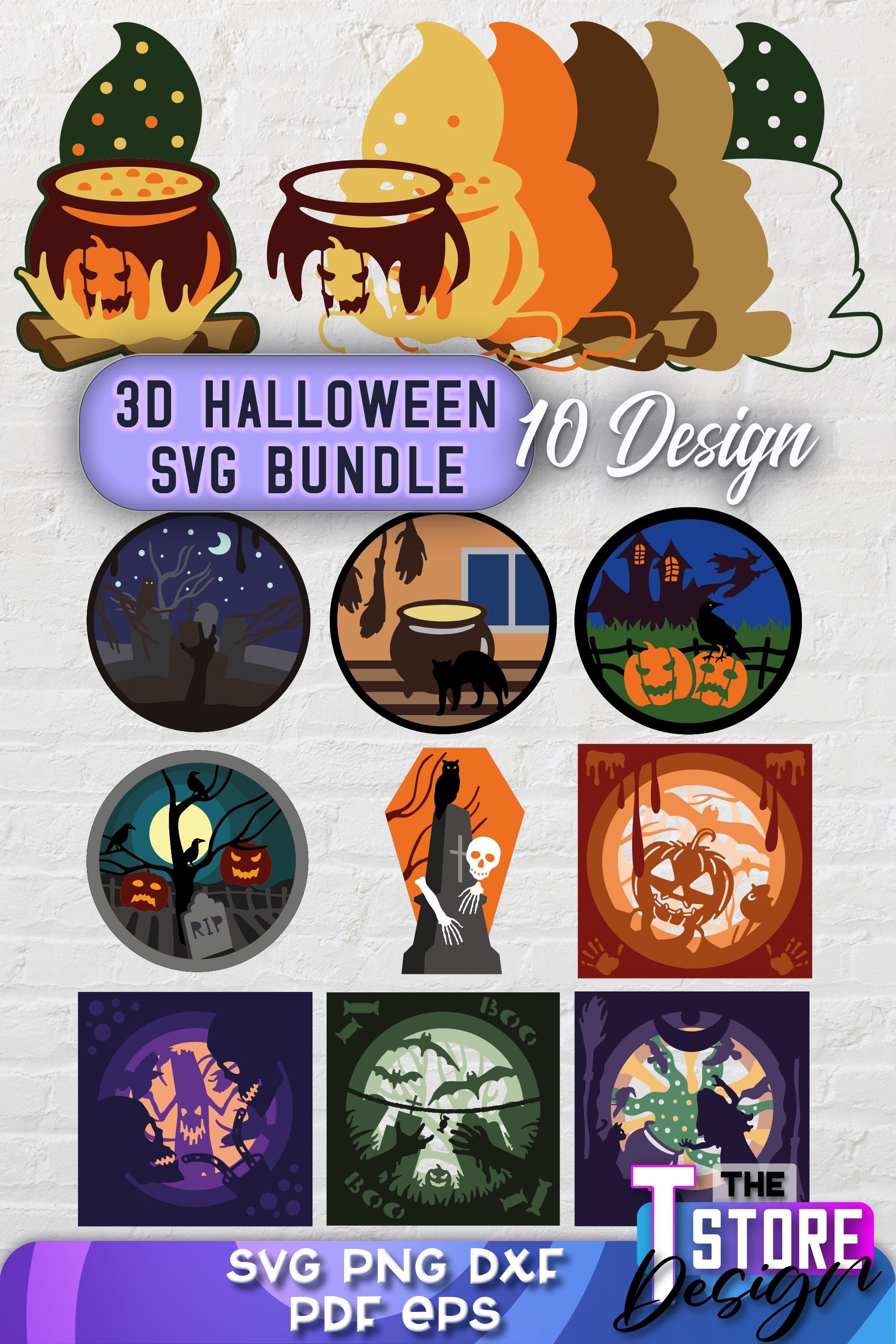 3D Halloween SVG Bundle | 3D Layered Paper Cut |Halloween