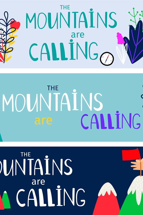 Mountains are calling vector banners set template