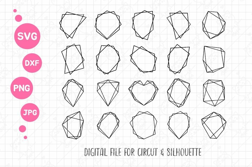 geometric frame svg | Double line frame bundle svg (1794819)