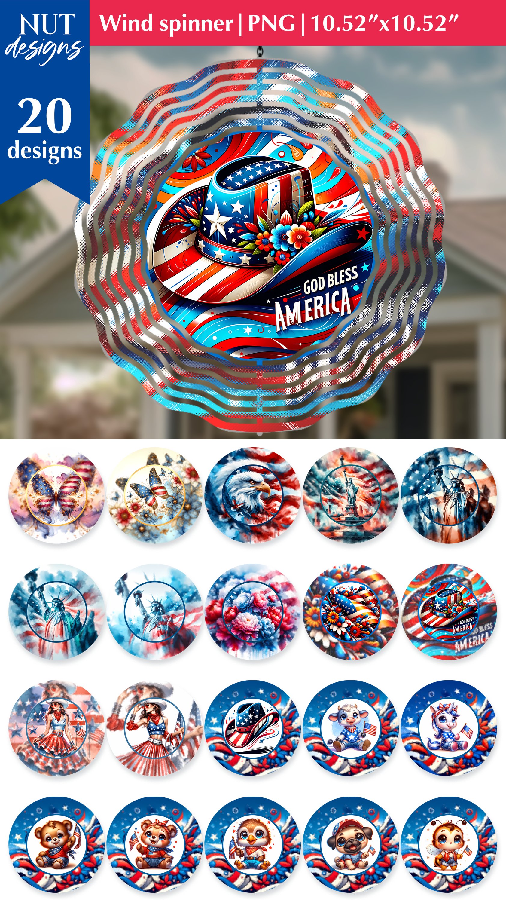 Wind spinner designs, sublimation design