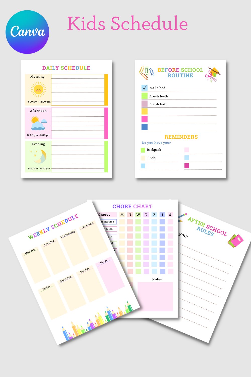 Editable Printable School Planner Kids / Planner Canva