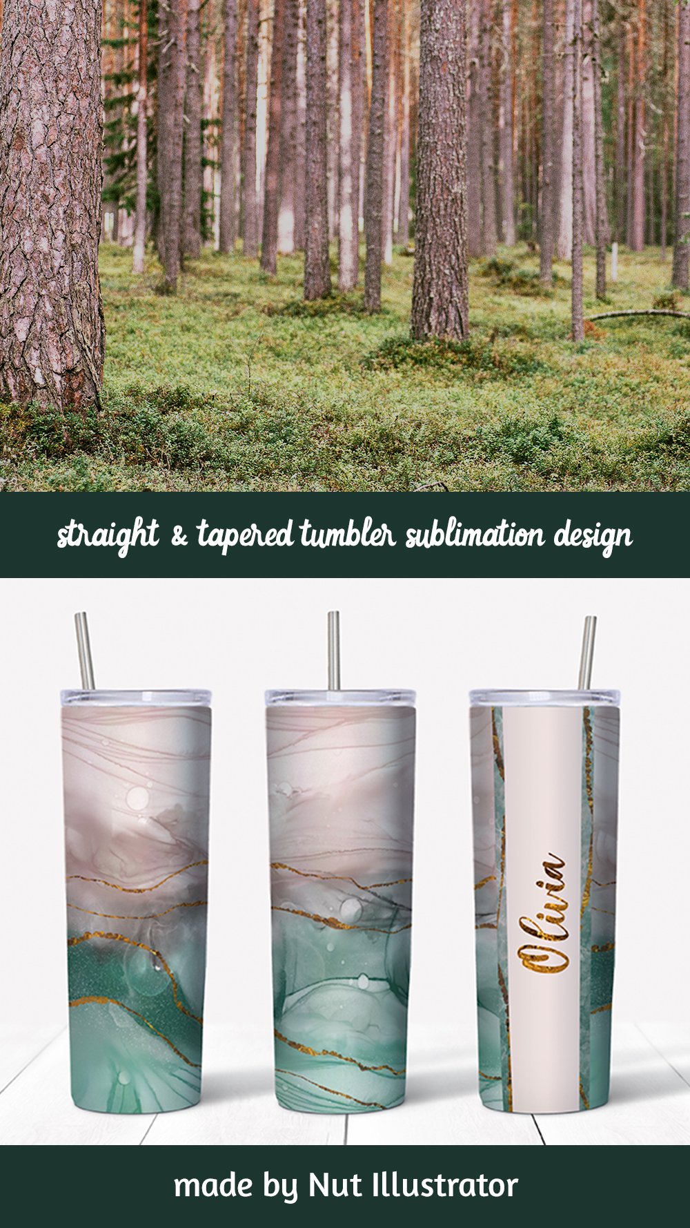 Tumbler design | Green colors tumbler sublimation (1224124)